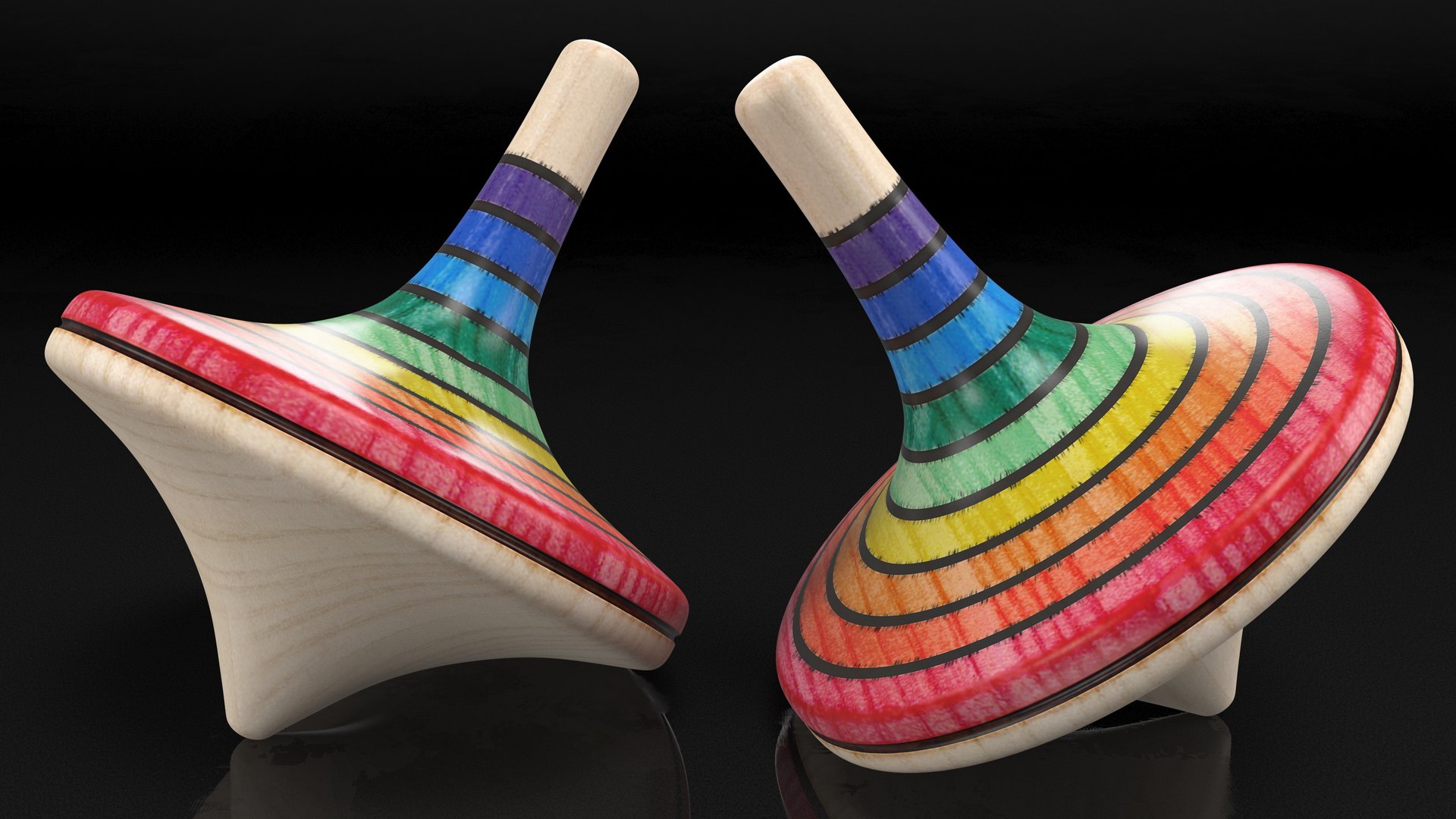 3D Wooden Rainbow Spinning Top Model - TurboSquid 1782093