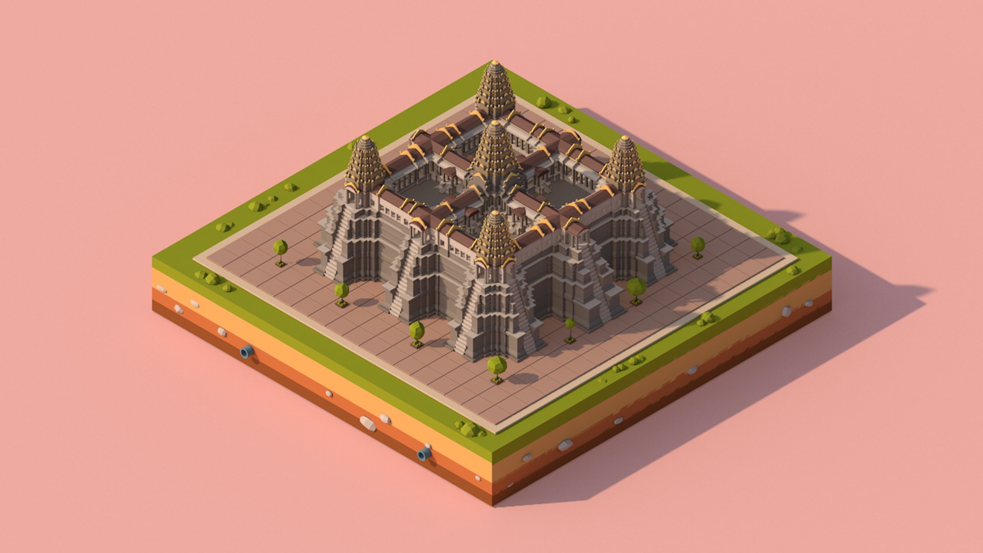 Cartoon Ankor Wat Temple 3D Model - TurboSquid 1420894