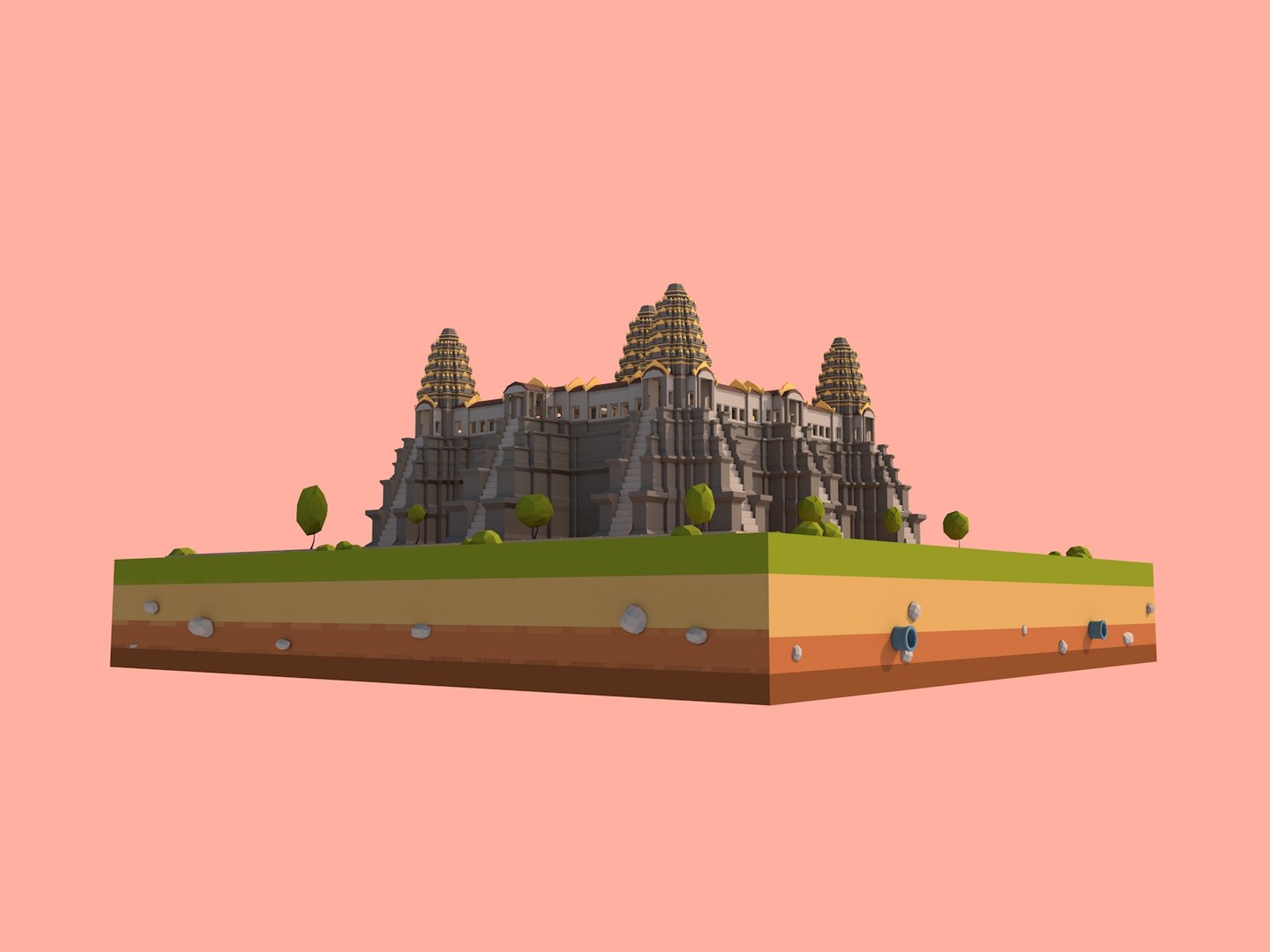 Cartoon Ankor Wat Temple 3D Model - TurboSquid 1420894