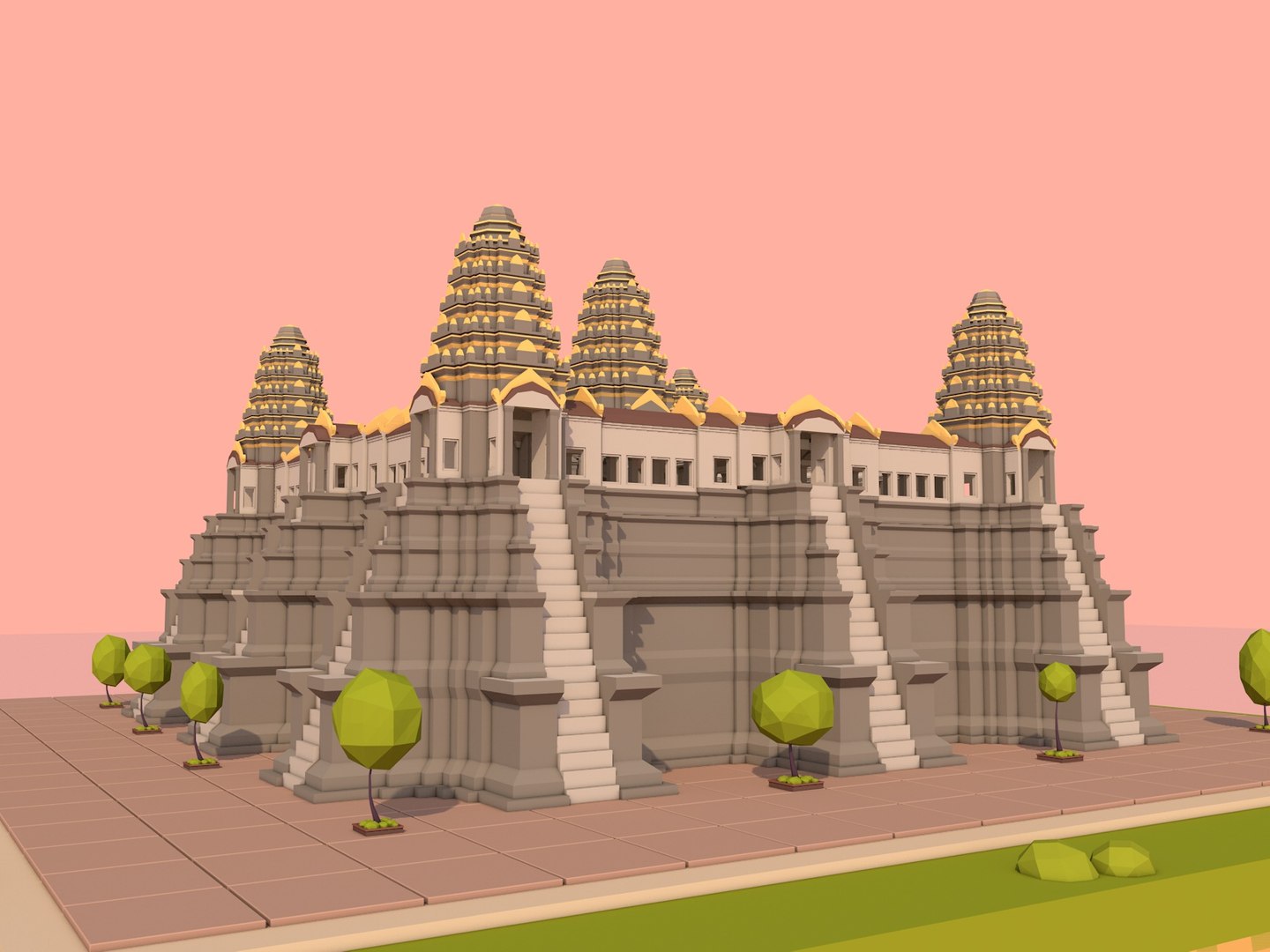 Cartoon Ankor Wat Temple 3D Model - TurboSquid 1420894