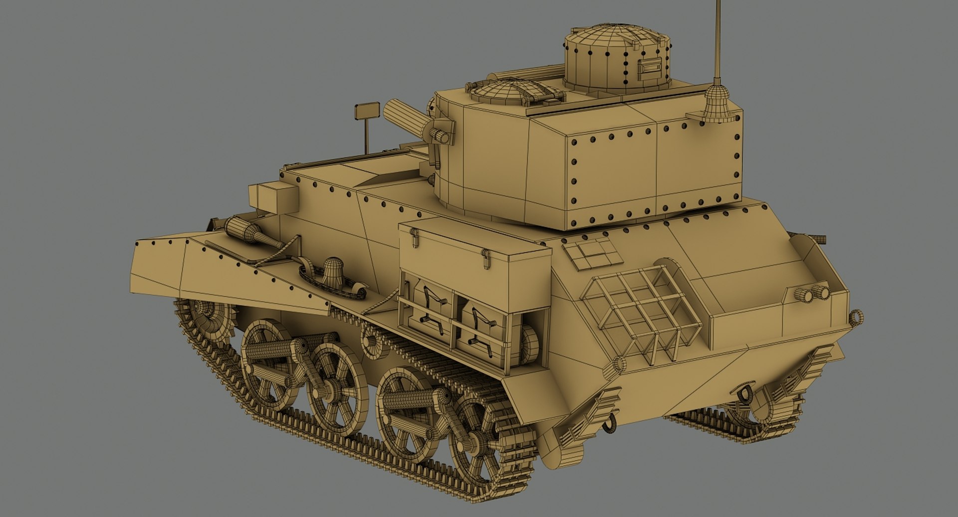 British Vickers Mk6 Light Tank 3d 3ds