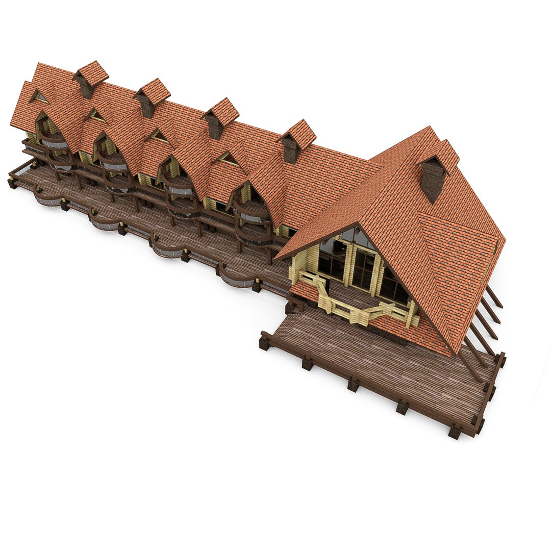 3d model alpine chalet houses