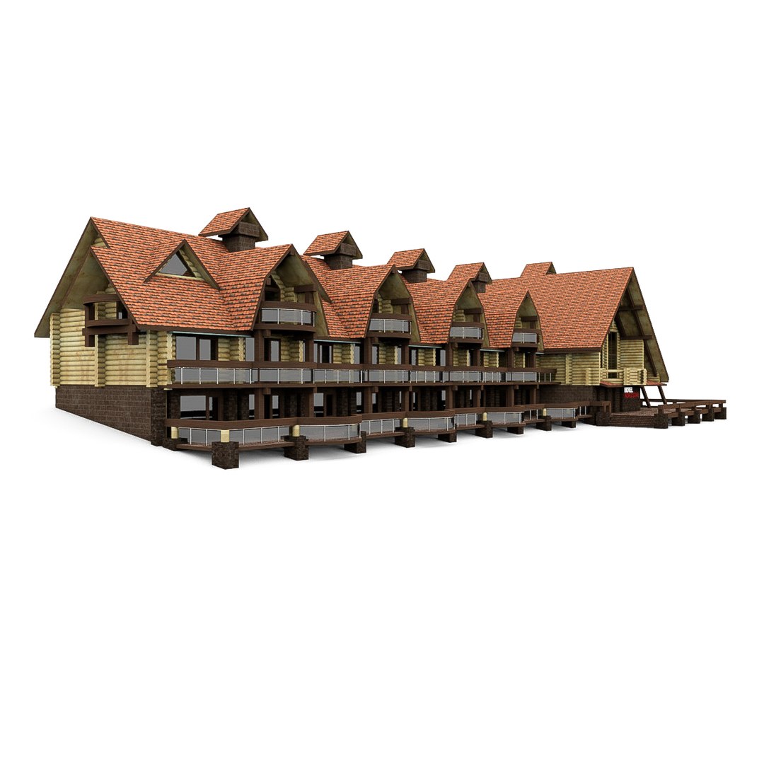 3d model alpine chalet houses