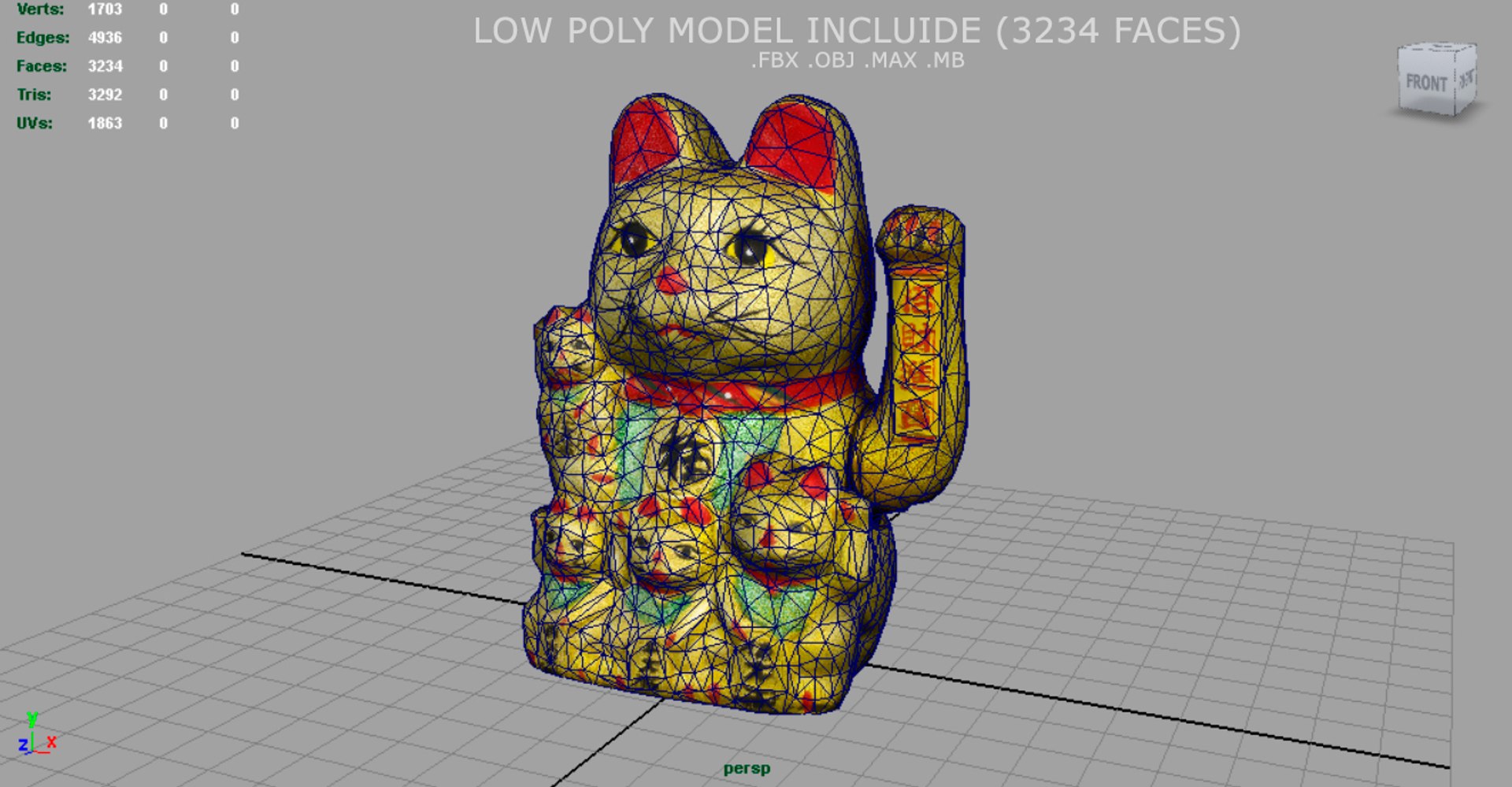 3D Realistic Cat Maneki Neko - TurboSquid 1203327