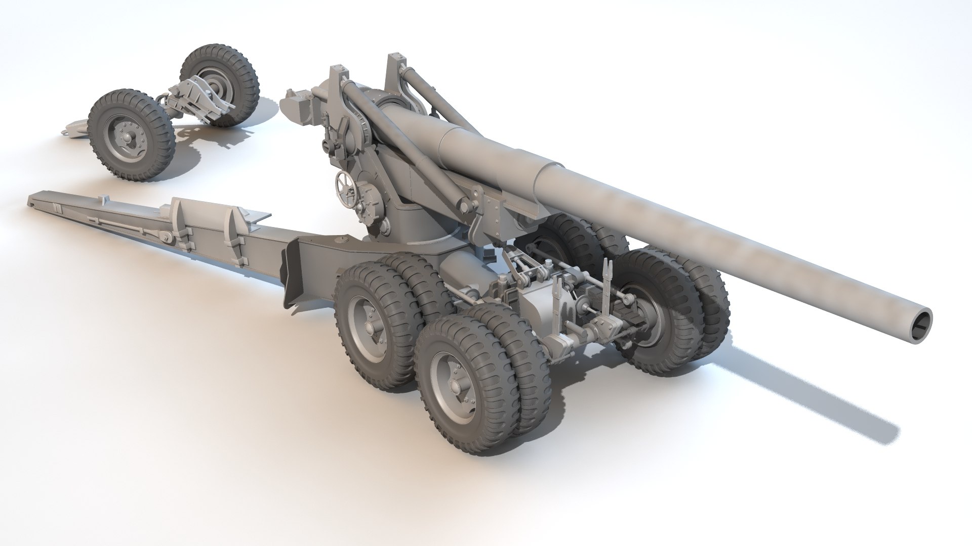 M1 M59 155 Mm Long Tom Howitzer 3D Model - TurboSquid 2222156