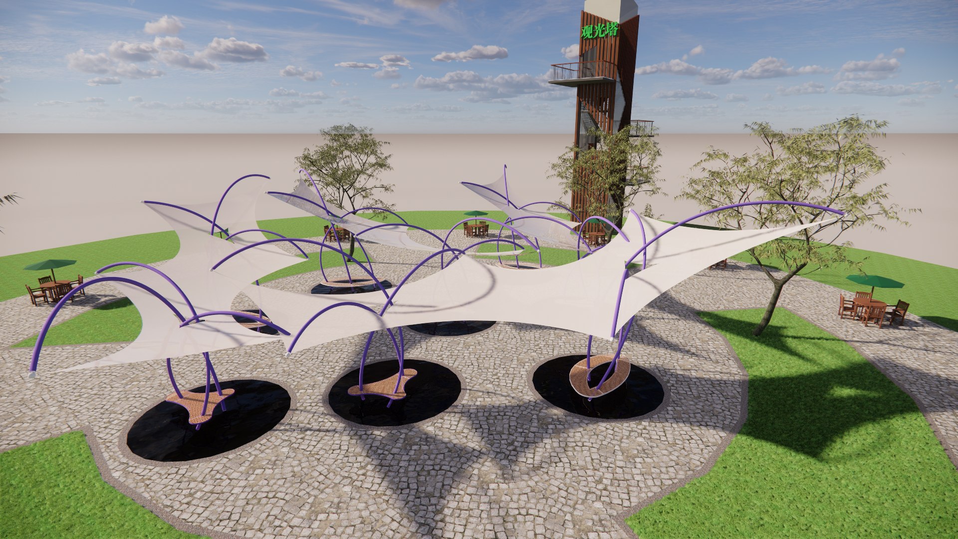 3D Model Tensile Structures Collection -A7 - TurboSquid 2385522
