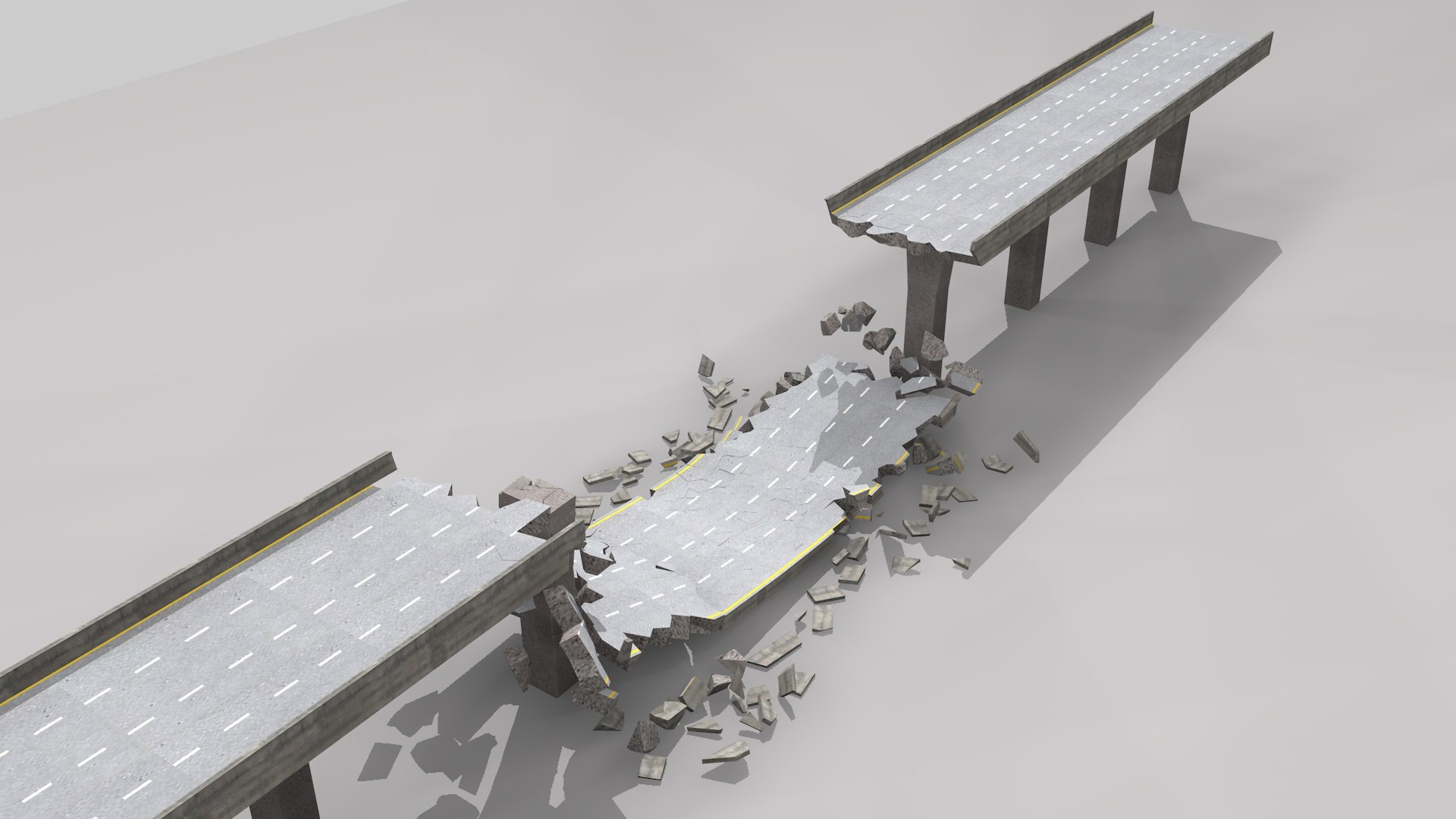 Bridge Collapse 3 Animations 3D Model - TurboSquid 1528295