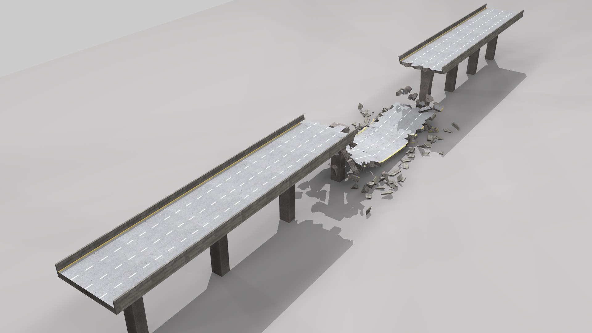 Bridge Collapse 3 Animations 3D Model - TurboSquid 1528295