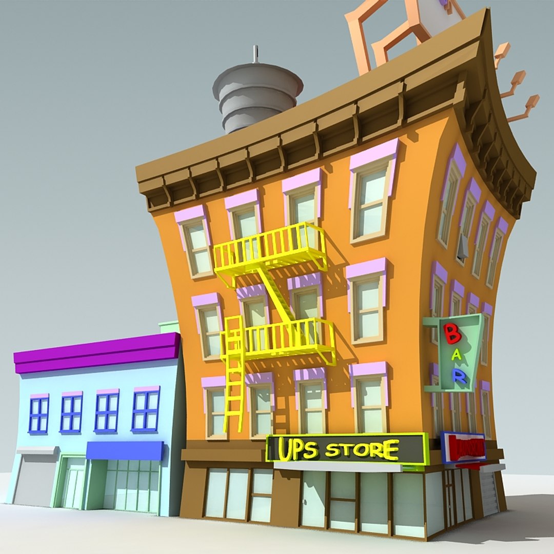 Downtown Cartoon Building 3d Max