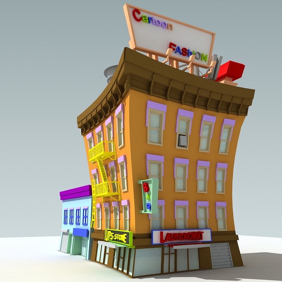 Downtown Cartoon Building 3d Max