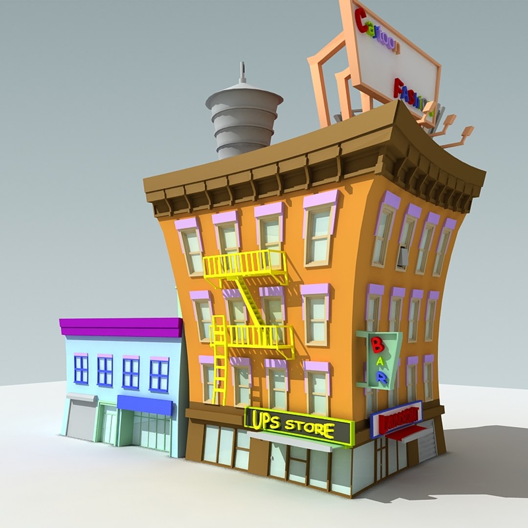 Downtown Cartoon Building 3d Max