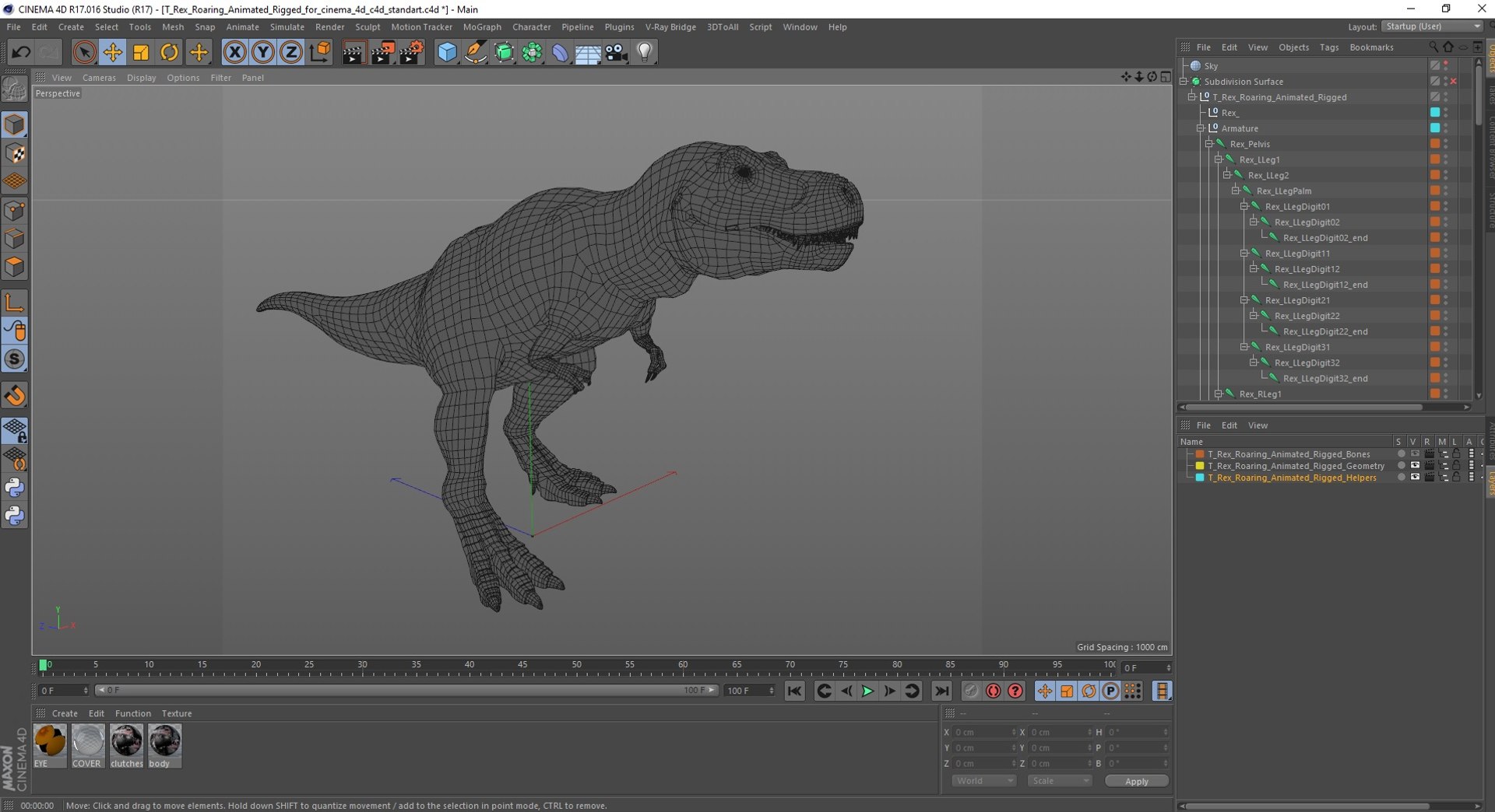 T Rex Roaring Animated Rigged for Cinema 4D 3D - TurboSquid 2108024