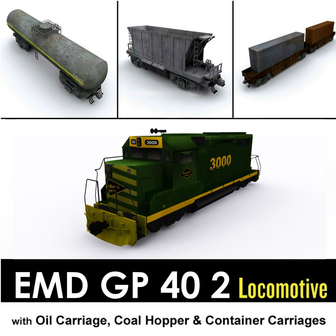EMD GP40 With Cargo Carriages 3D Model - TurboSquid 2101993