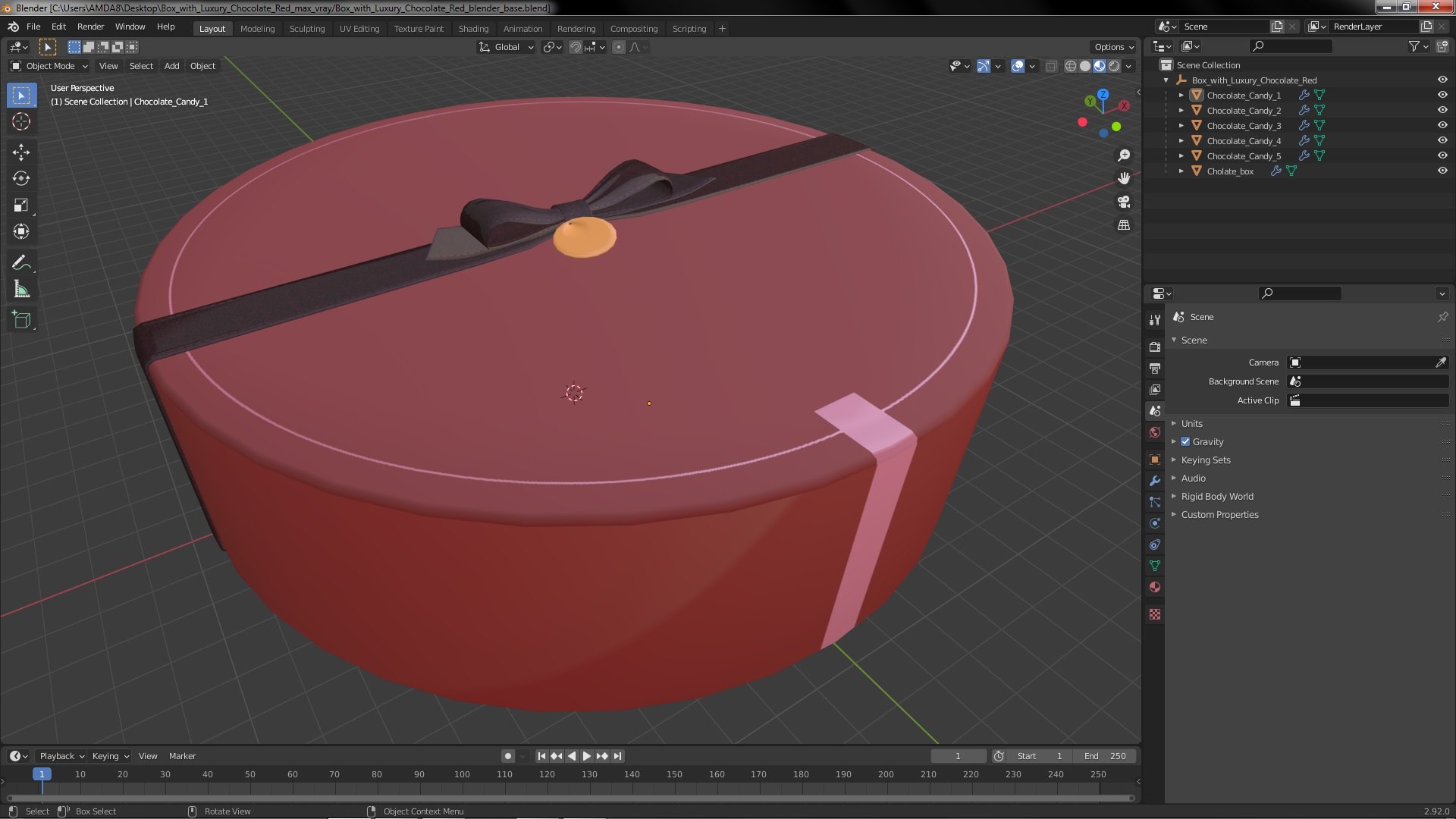 Box with Luxury Chocolate Red model - TurboSquid 2066148