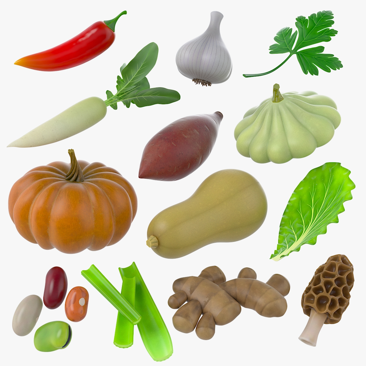 modelo 3d Cartoon Whole Vegetables Collection 03 - TurboSquid 2086484