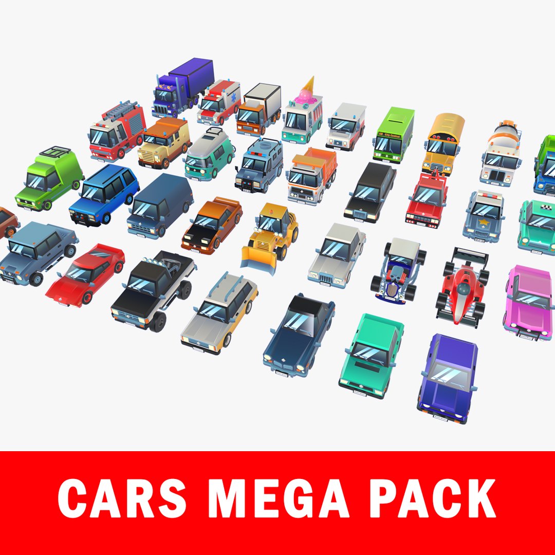 Low Poly Cartoon Vehicle Car Pack Set Collection Stylised Stylized Cars ...