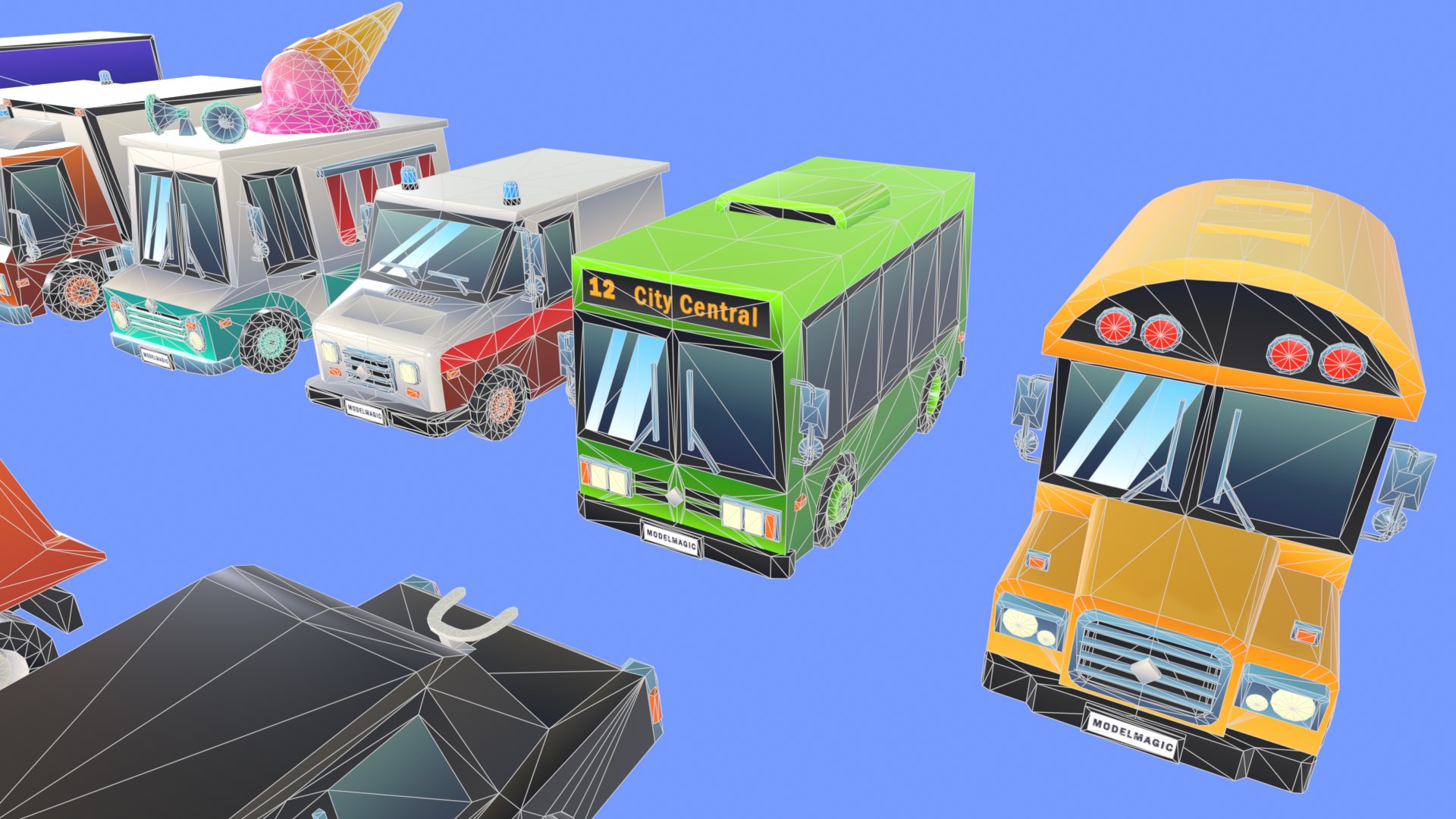 Low Poly Cartoon Vehicle Car Pack Set Collection Stylised Stylized Cars ...