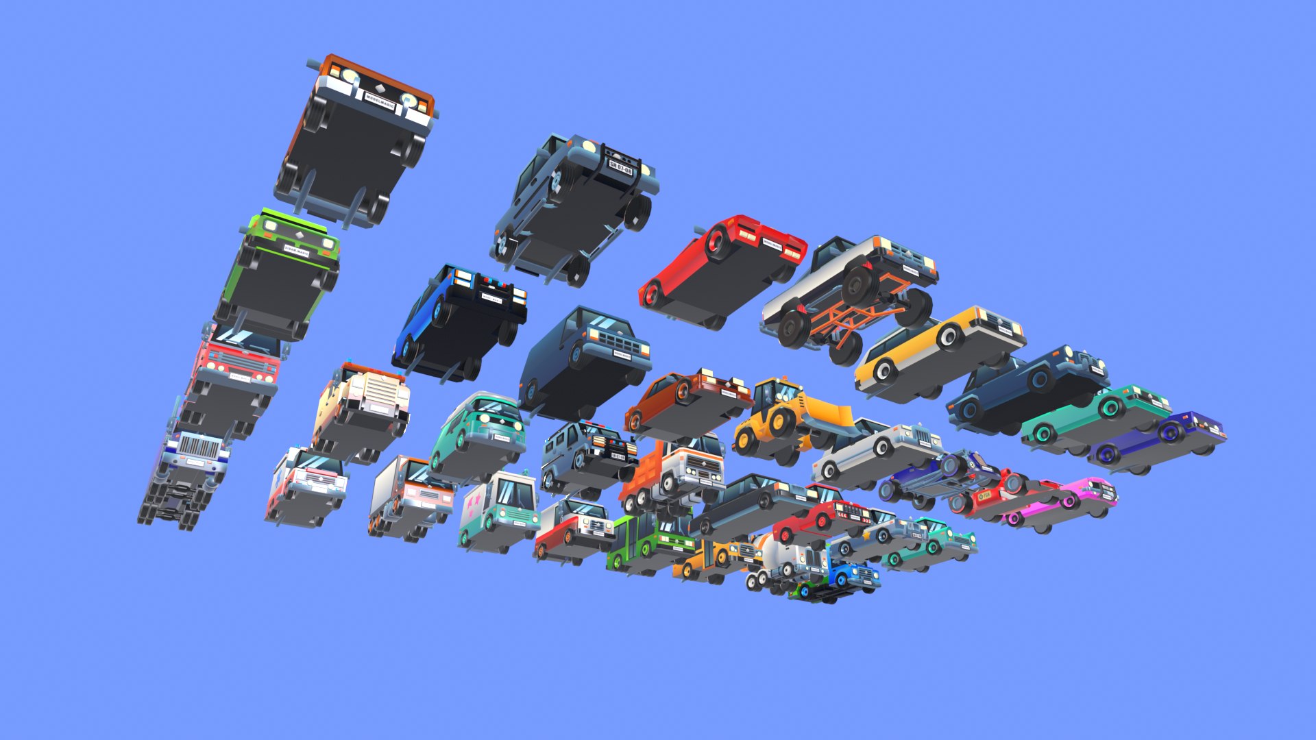 Low Poly Cartoon Vehicle Car Pack Set Collection Stylised Stylized Cars ...