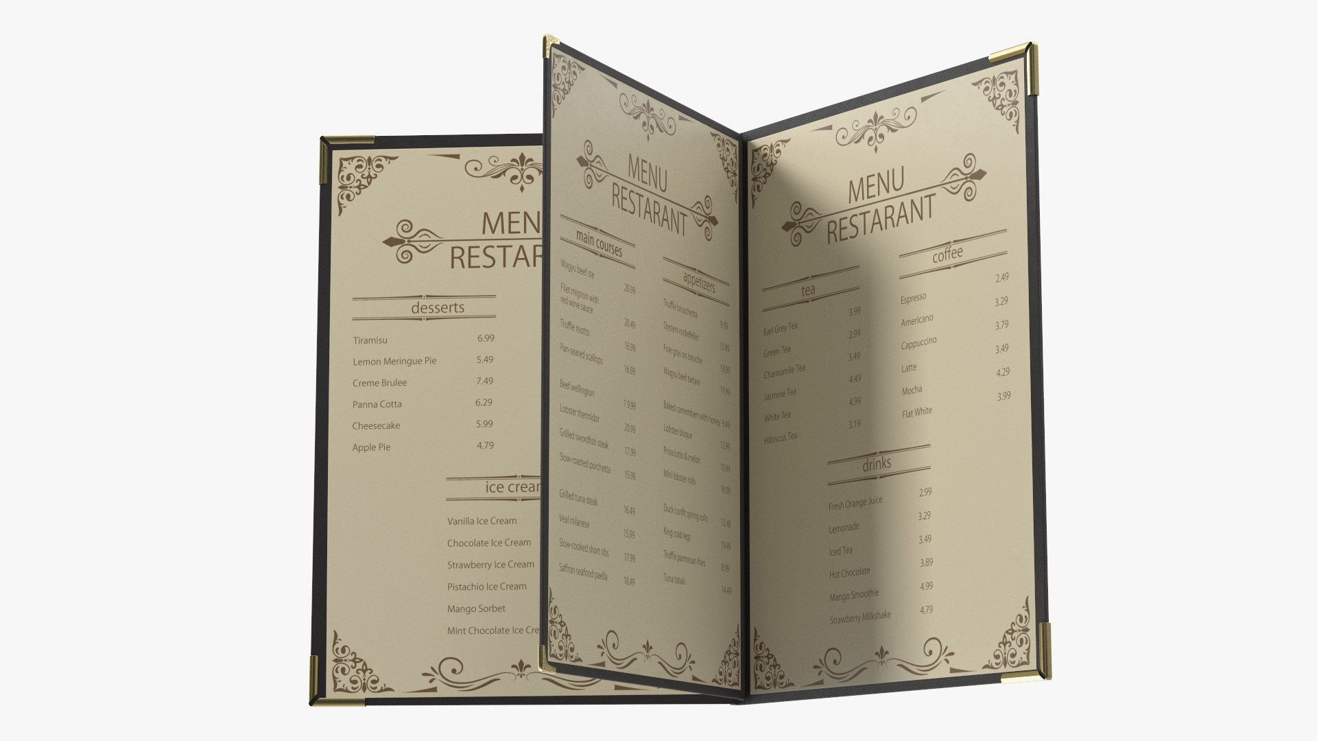 Vintage Menu Book Cover Rigged Model - TurboSquid 2387169