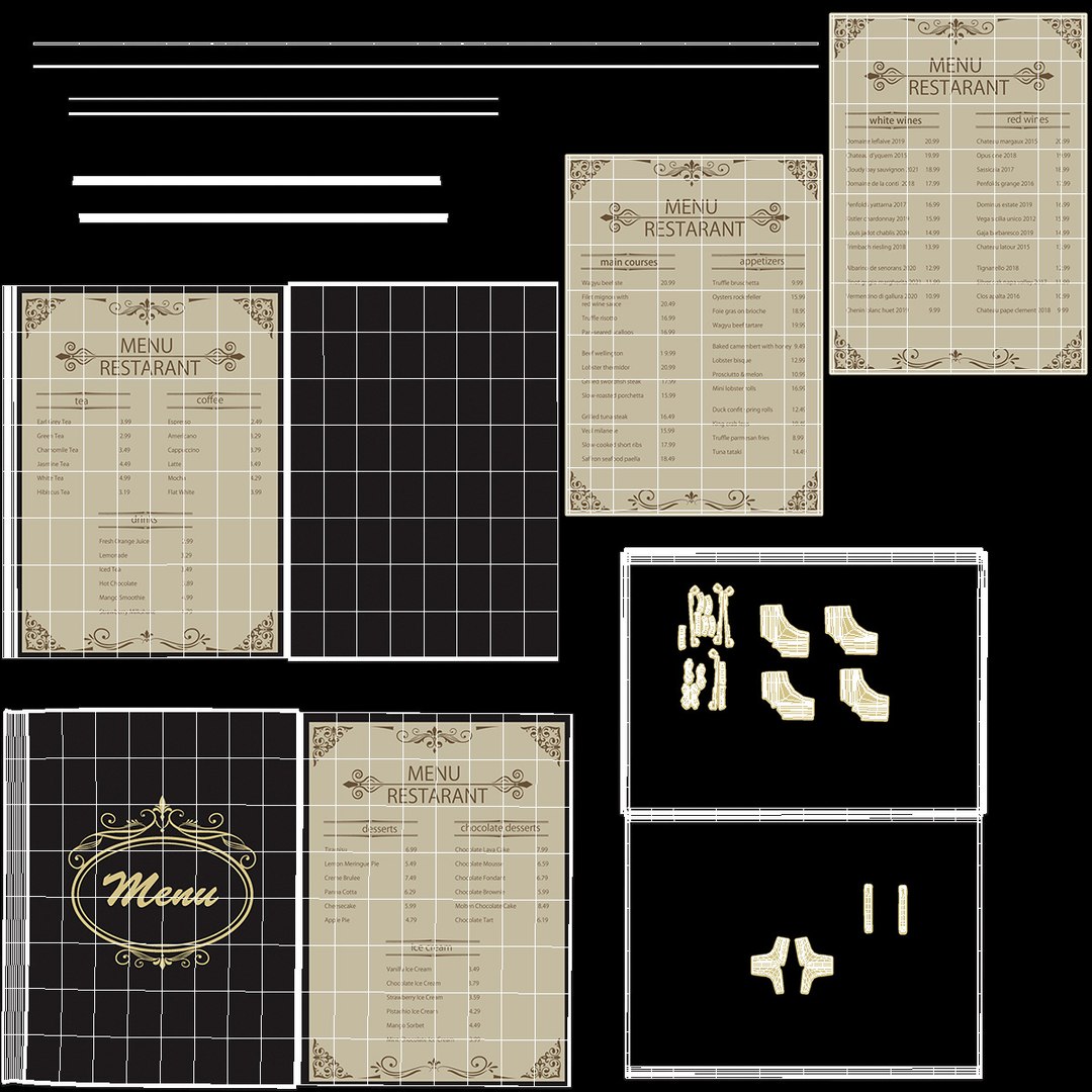 Vintage Menu Book Cover Rigged Model - TurboSquid 2387169