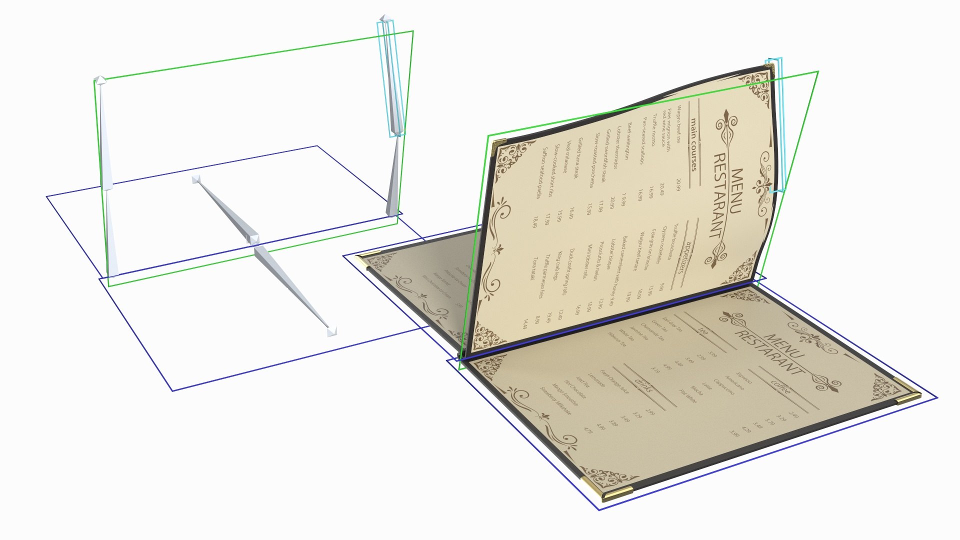 Vintage Menu Book Cover Rigged Model - TurboSquid 2387169