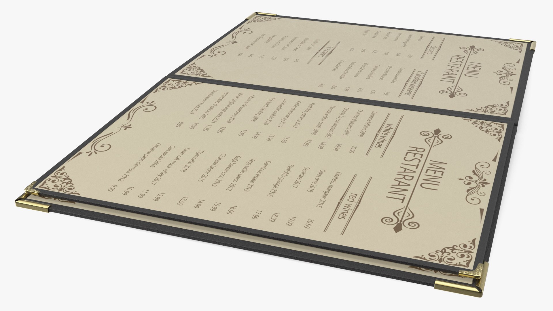Vintage Menu Book Cover Rigged Model - TurboSquid 2387169