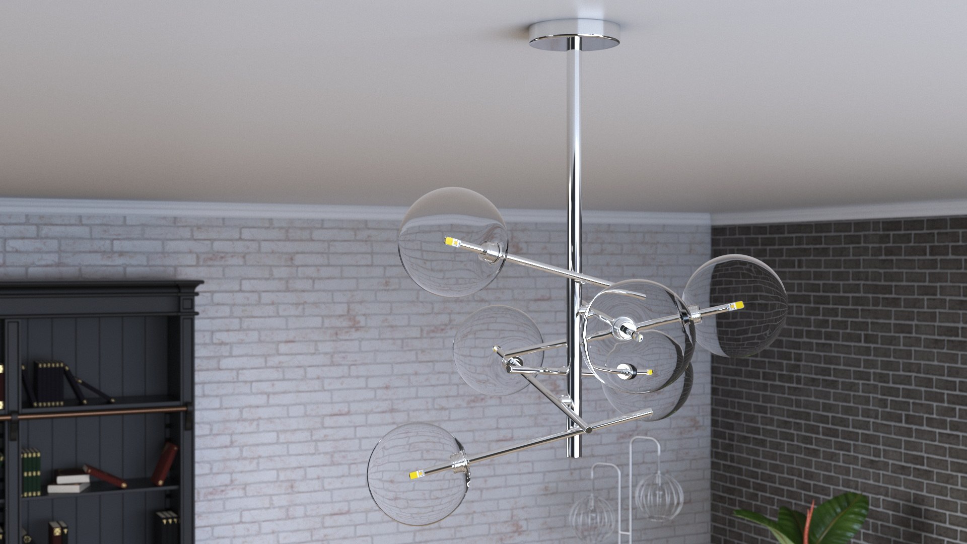 Light Cluster Globe Pendant Silver Model - TurboSquid 2018115