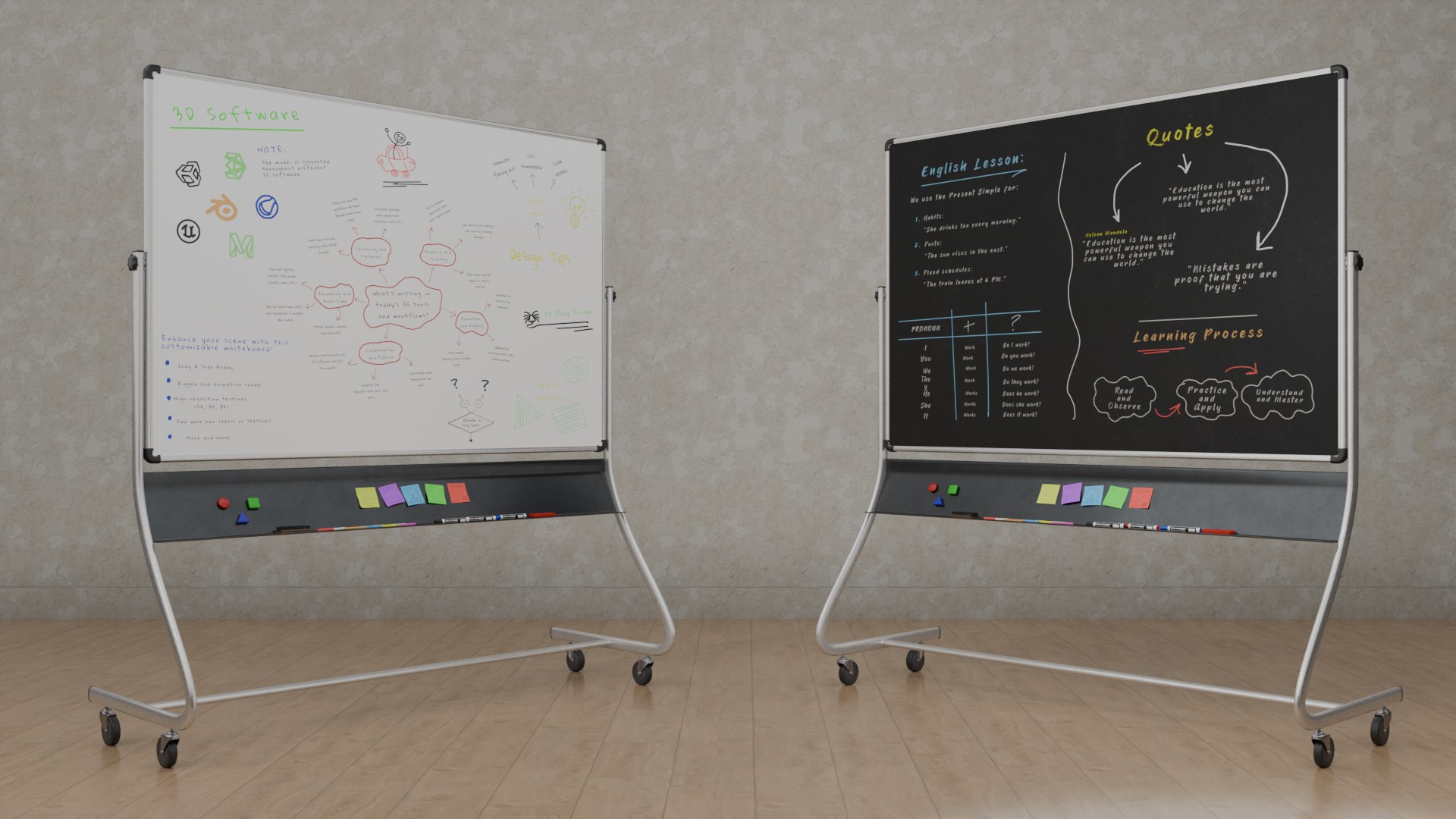 Complete Dual-Sided Chalkboards - Customizable Metal Writing Board ...