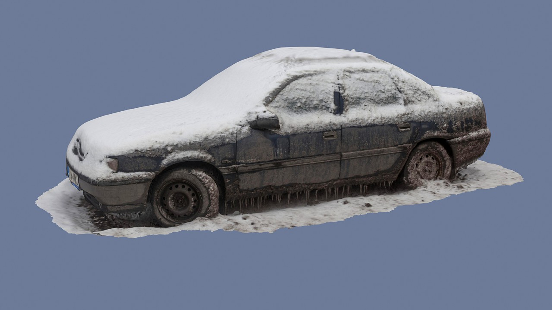 3d Old Car Snow Model