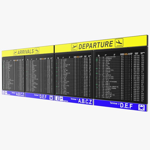Airport timetable arrivals departures 3D - TurboSquid 1646307