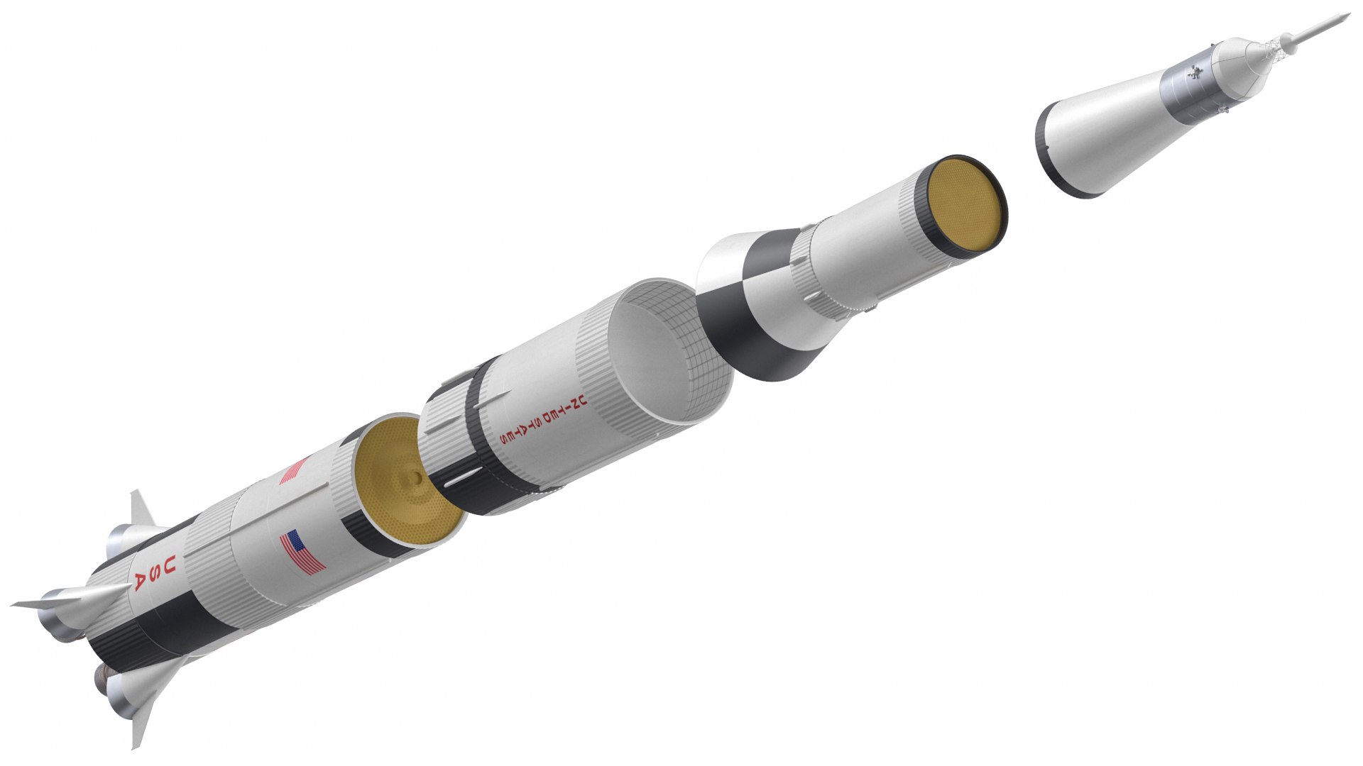 3D Saturn V Rocket On Launcher Base Model - TurboSquid 2271390
