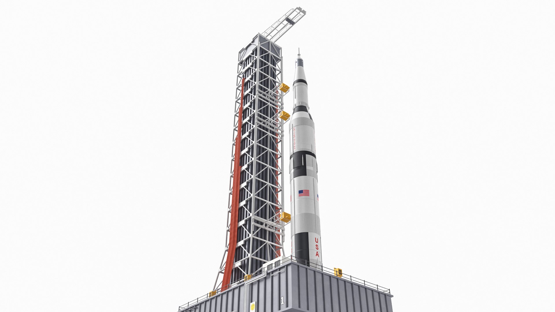 3D Saturn V Rocket On Launcher Base Model - TurboSquid 2271390