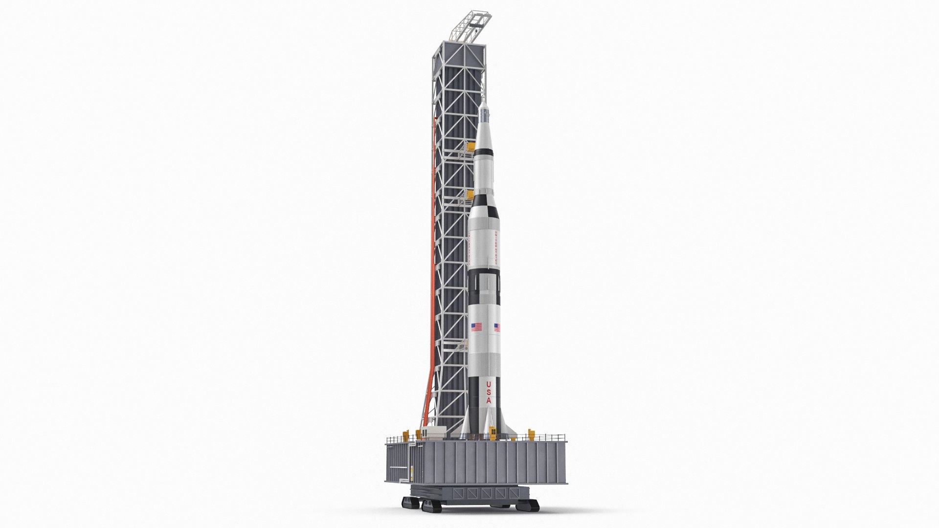 3D Saturn V Rocket On Launcher Base Model - TurboSquid 2271390