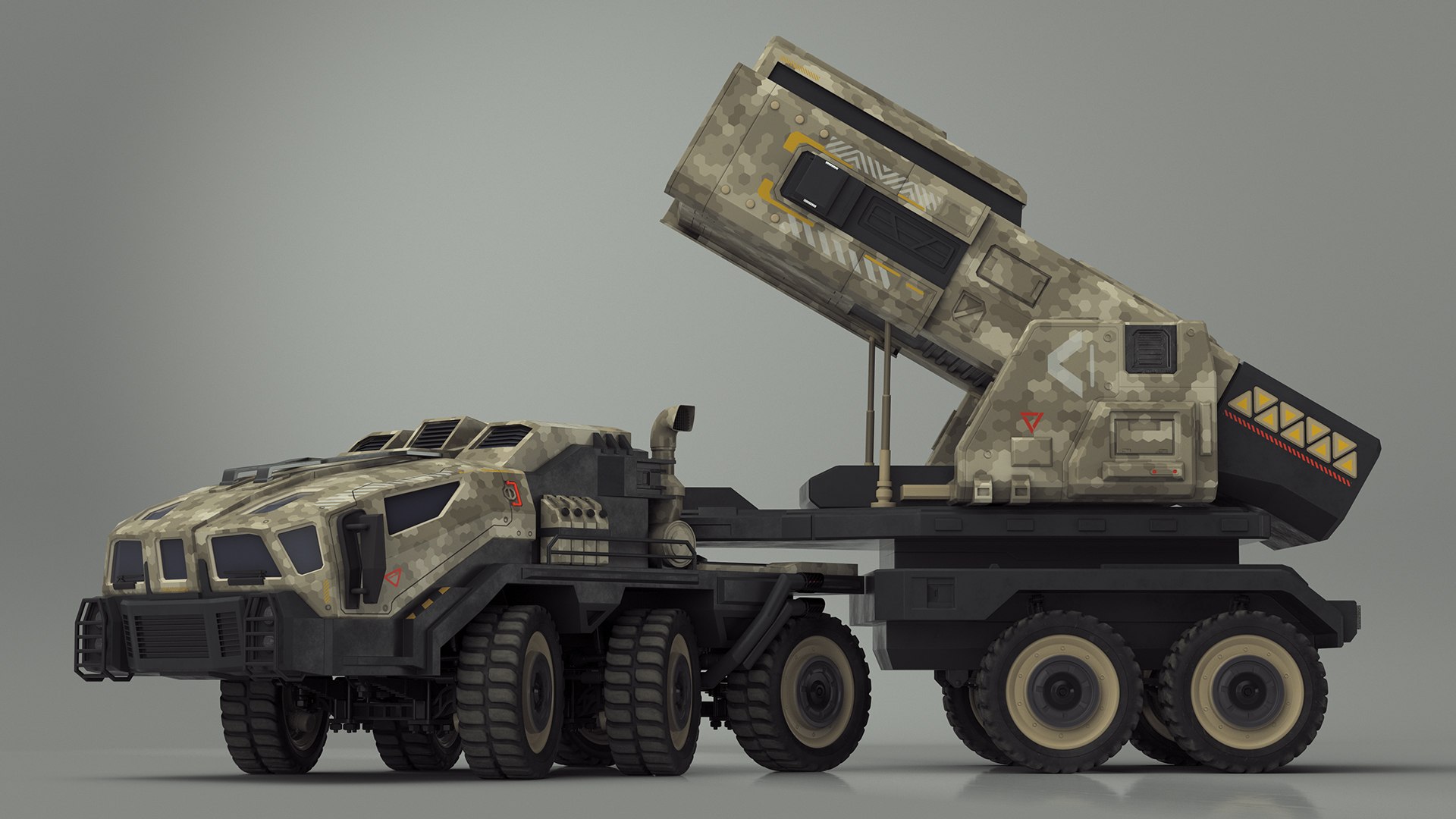 3D Futuristic Military Rocket Launcher Truck Rigged For Cinema 4D ...