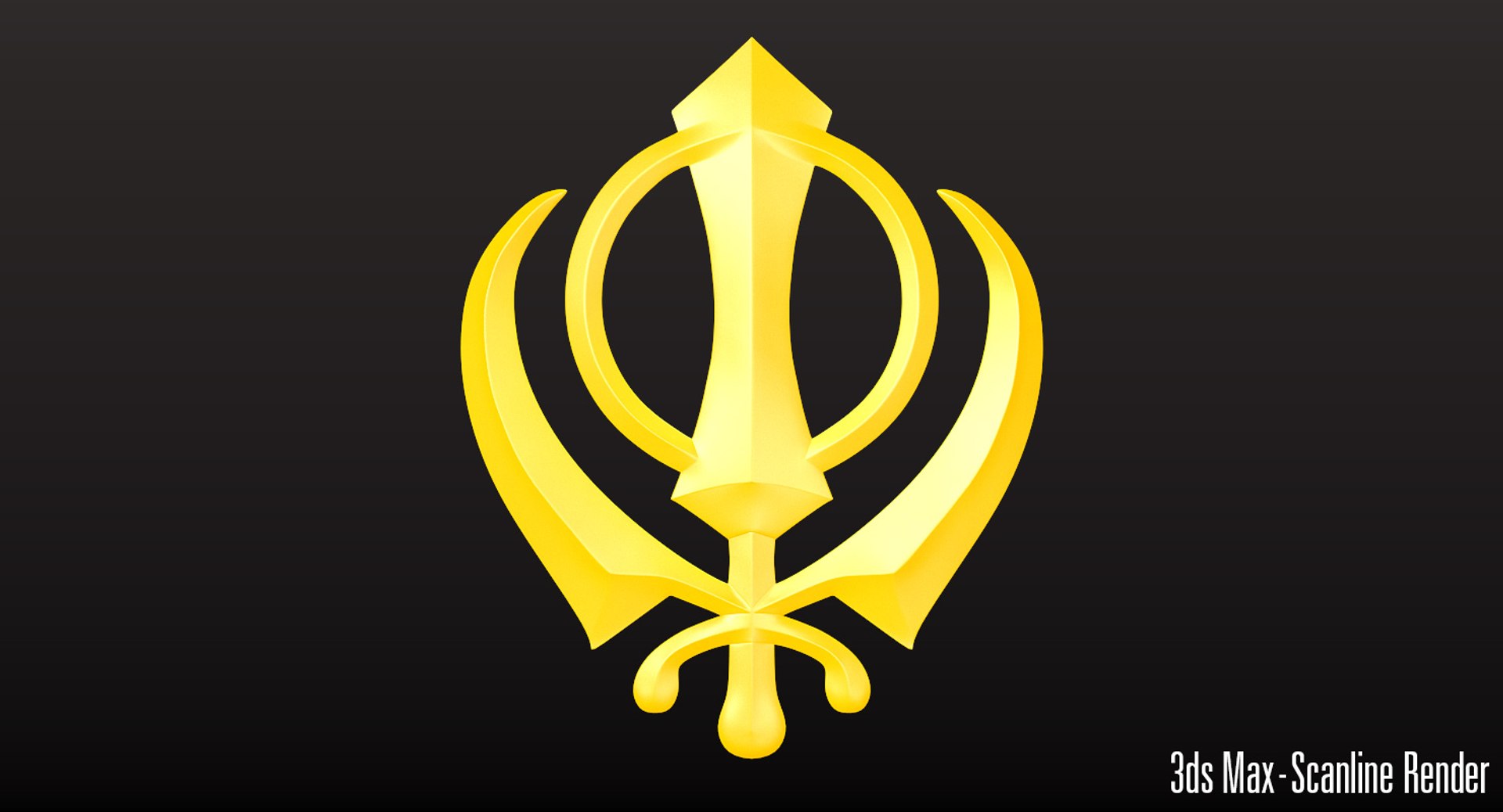 3d Khanda Symbol Emblem Model
