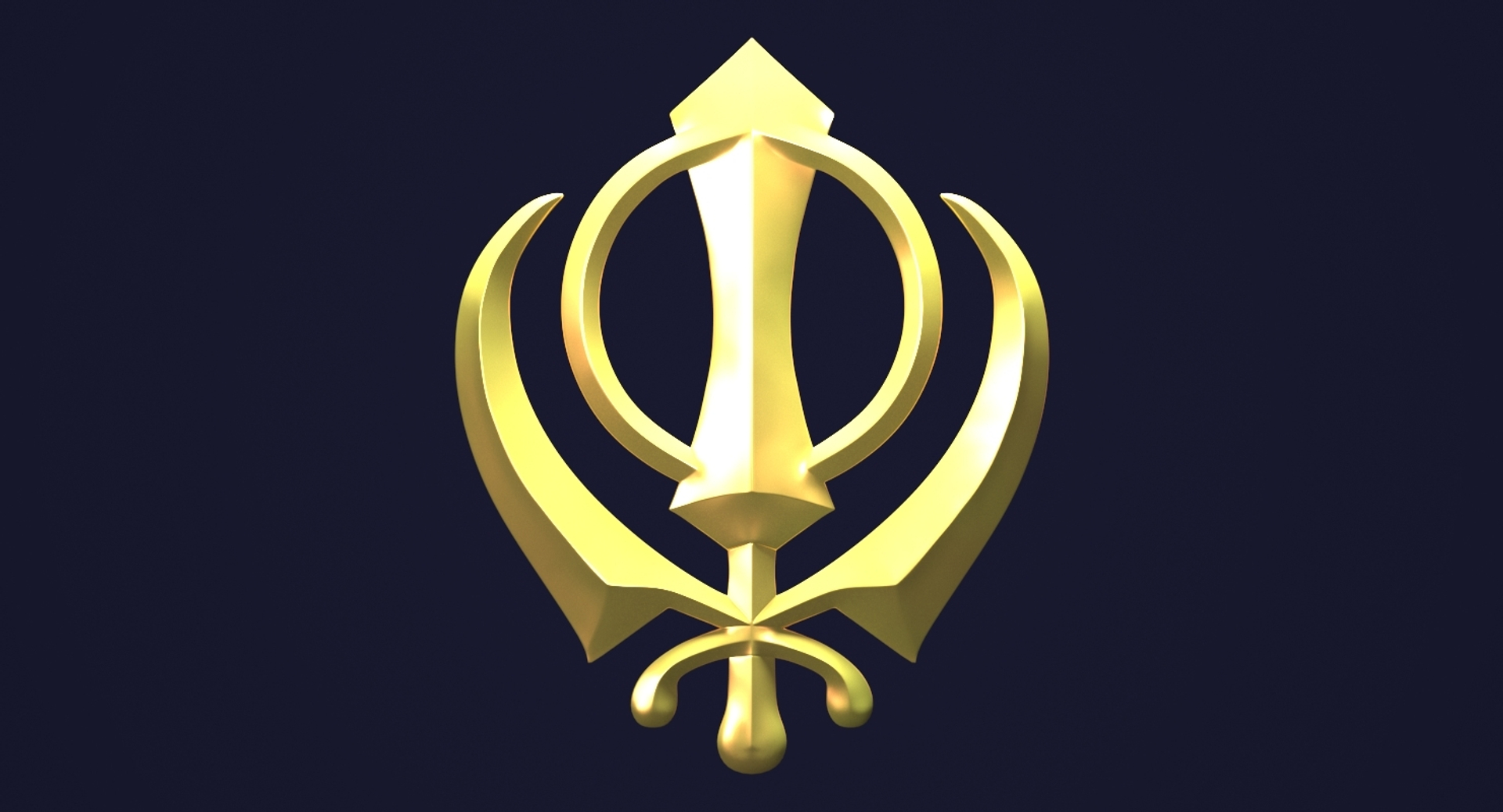 3d Khanda Symbol Emblem Model