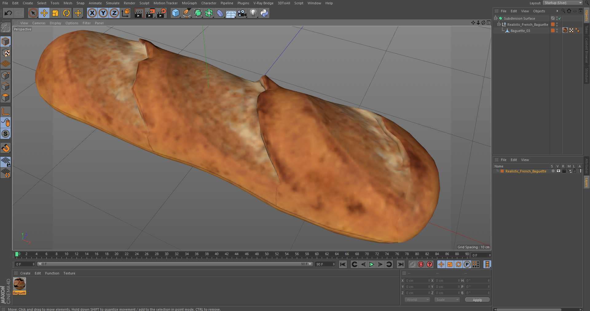 3D Realistic French Baguette Model - TurboSquid 2193880