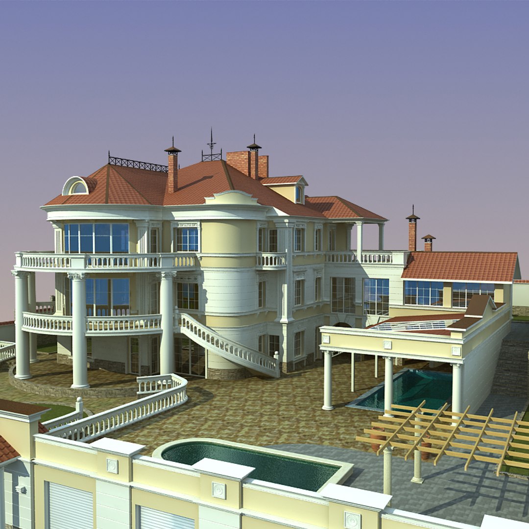 3ds max house classical modeled