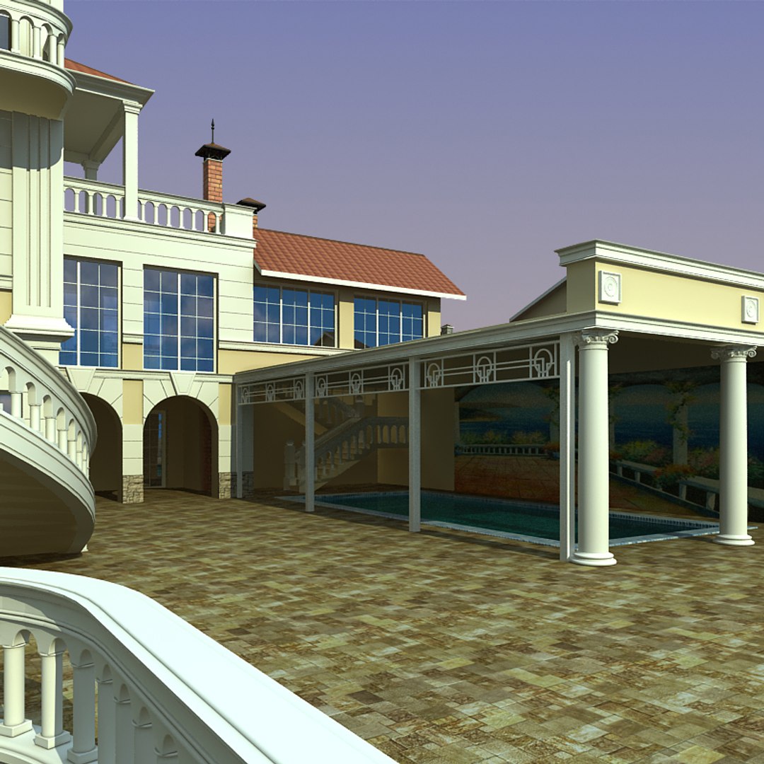 3ds max house classical modeled