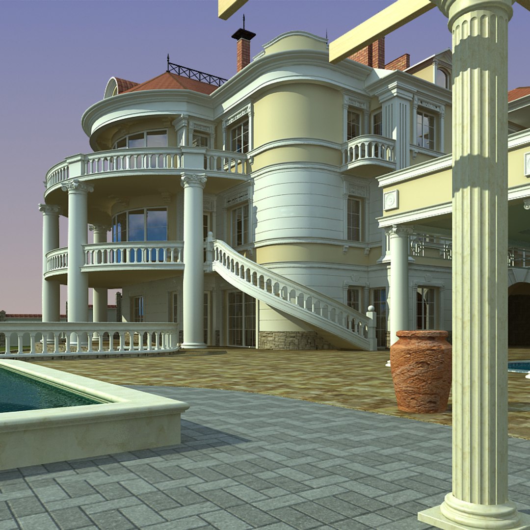 3ds max house classical modeled