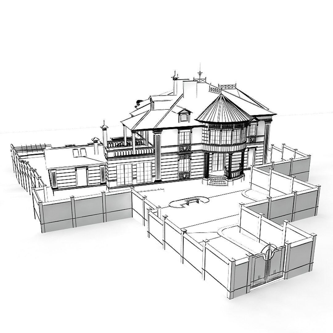 3ds max house classical modeled