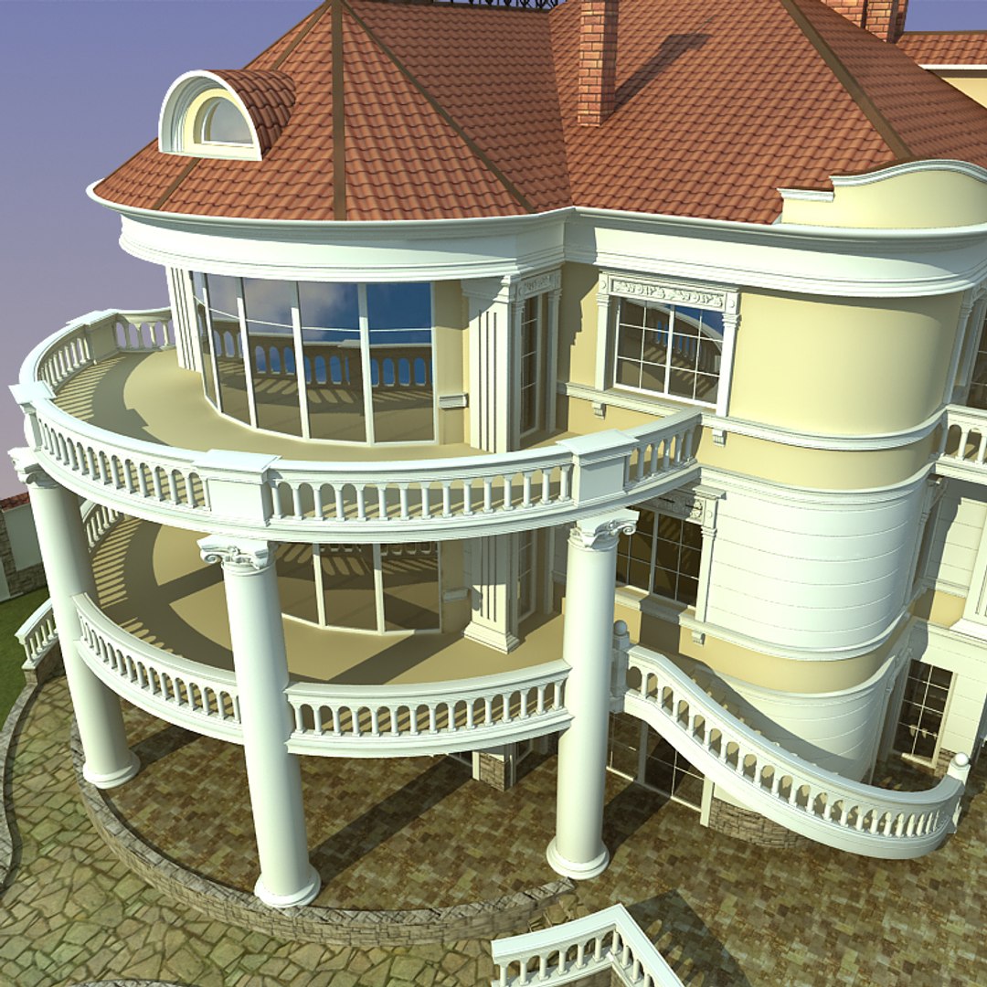 3ds max house classical modeled
