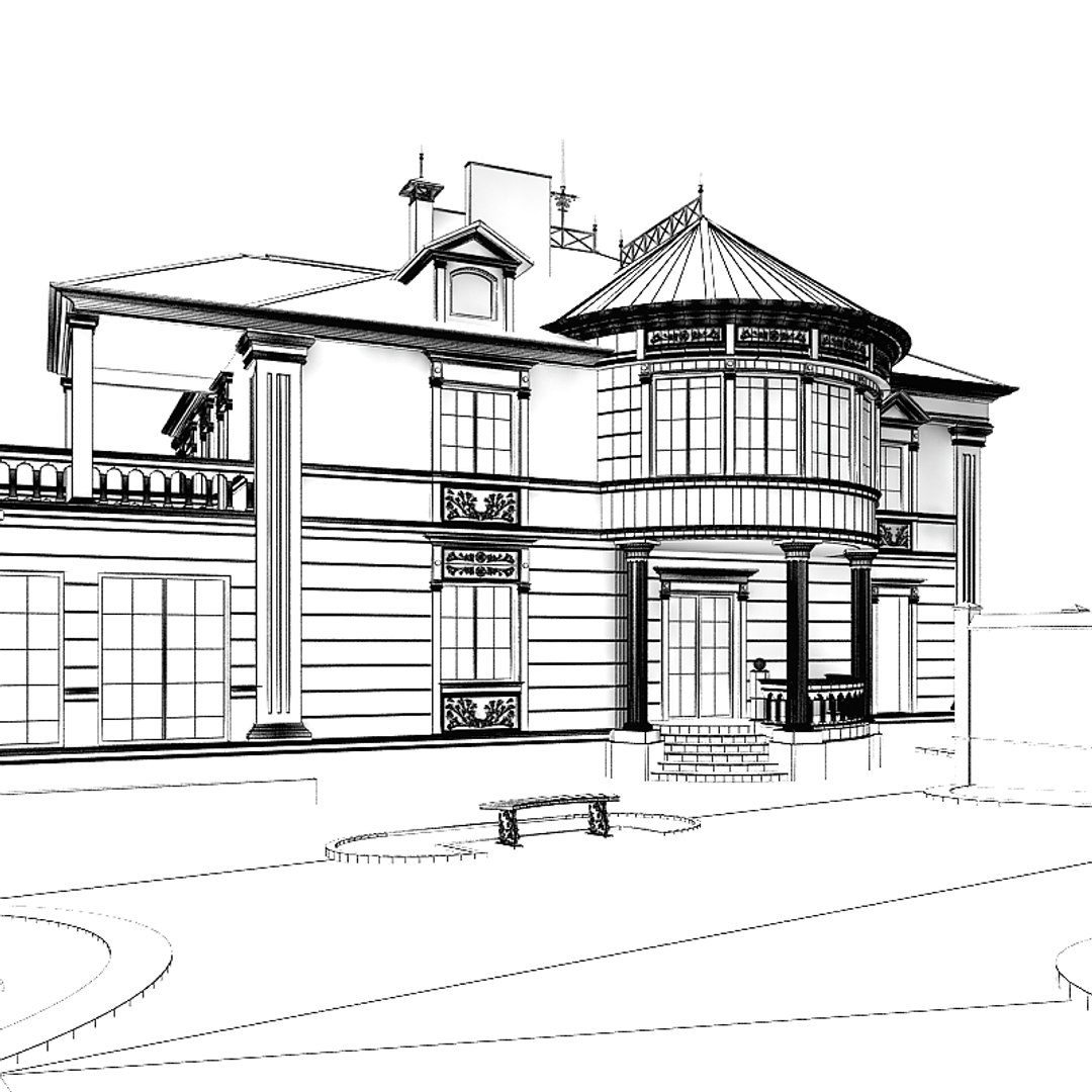 3ds max house classical modeled