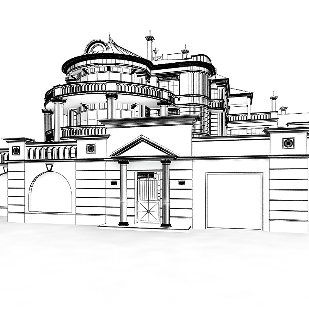 3ds max house classical modeled