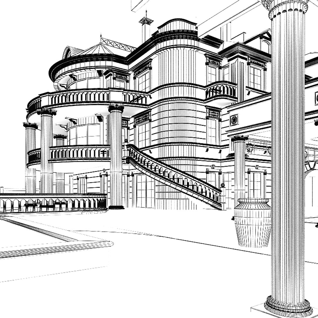 3ds max house classical modeled