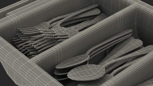 3D tray cutlery utensils model - TurboSquid 1682089