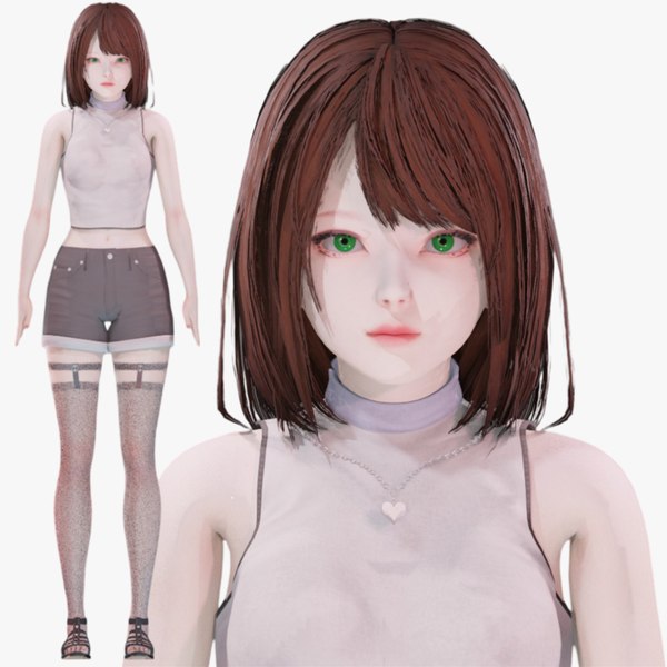 Casual Clothing 0008 - UE5 - Unity - Blender - Animado - Personagem Feminina Realista Modelo 3D ...