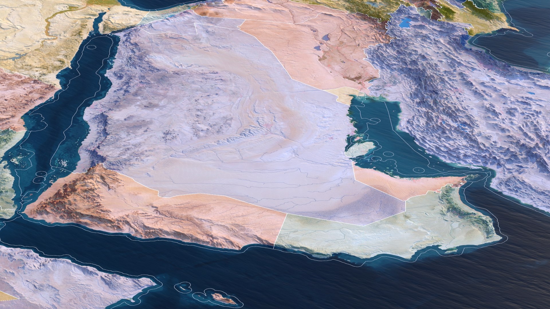 3D Middle East Map - 33K Realistic Satellite Terrain - Elevation ...