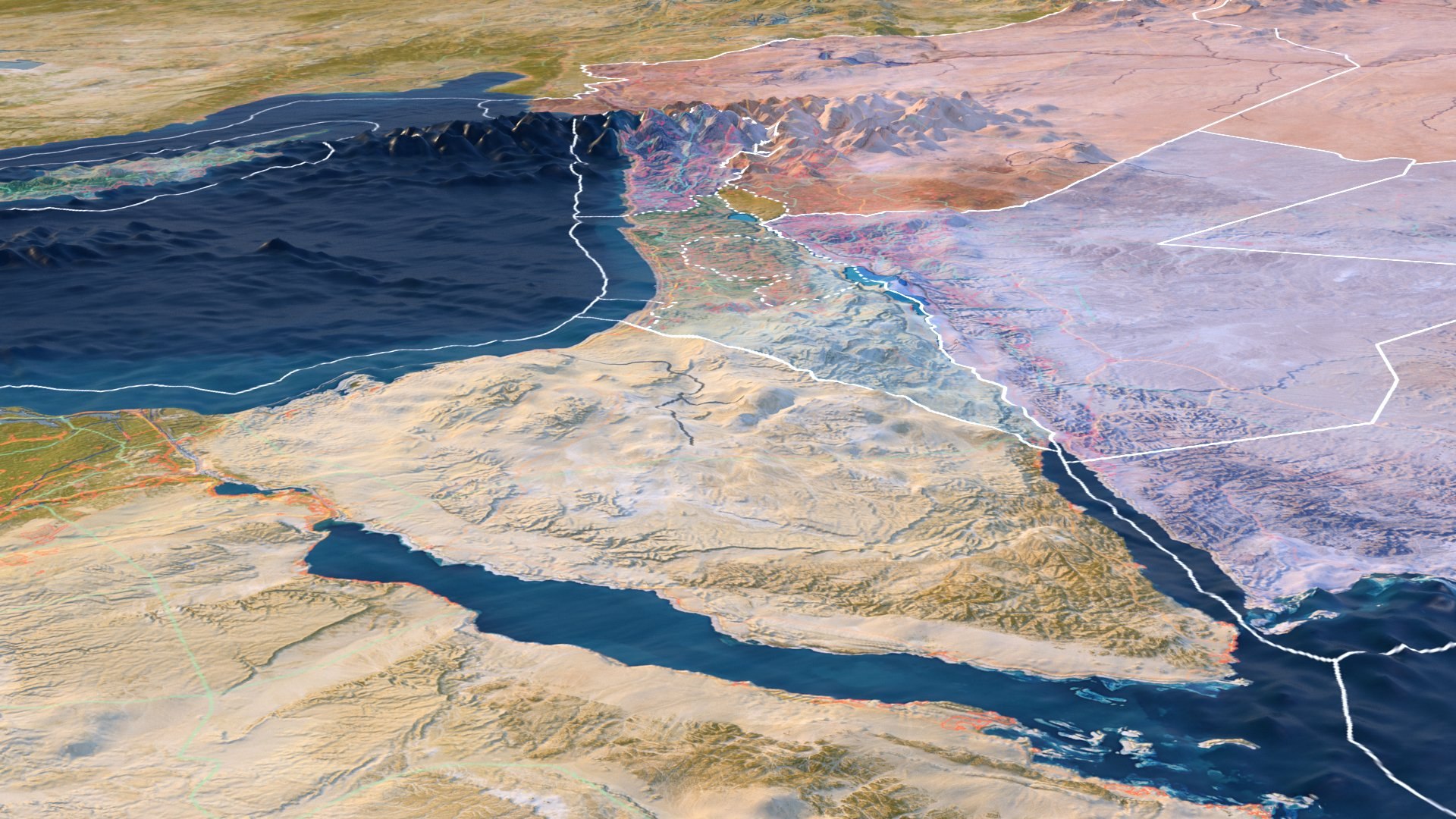 3D Middle East Map - 33K Realistic Satellite Terrain - Elevation ...