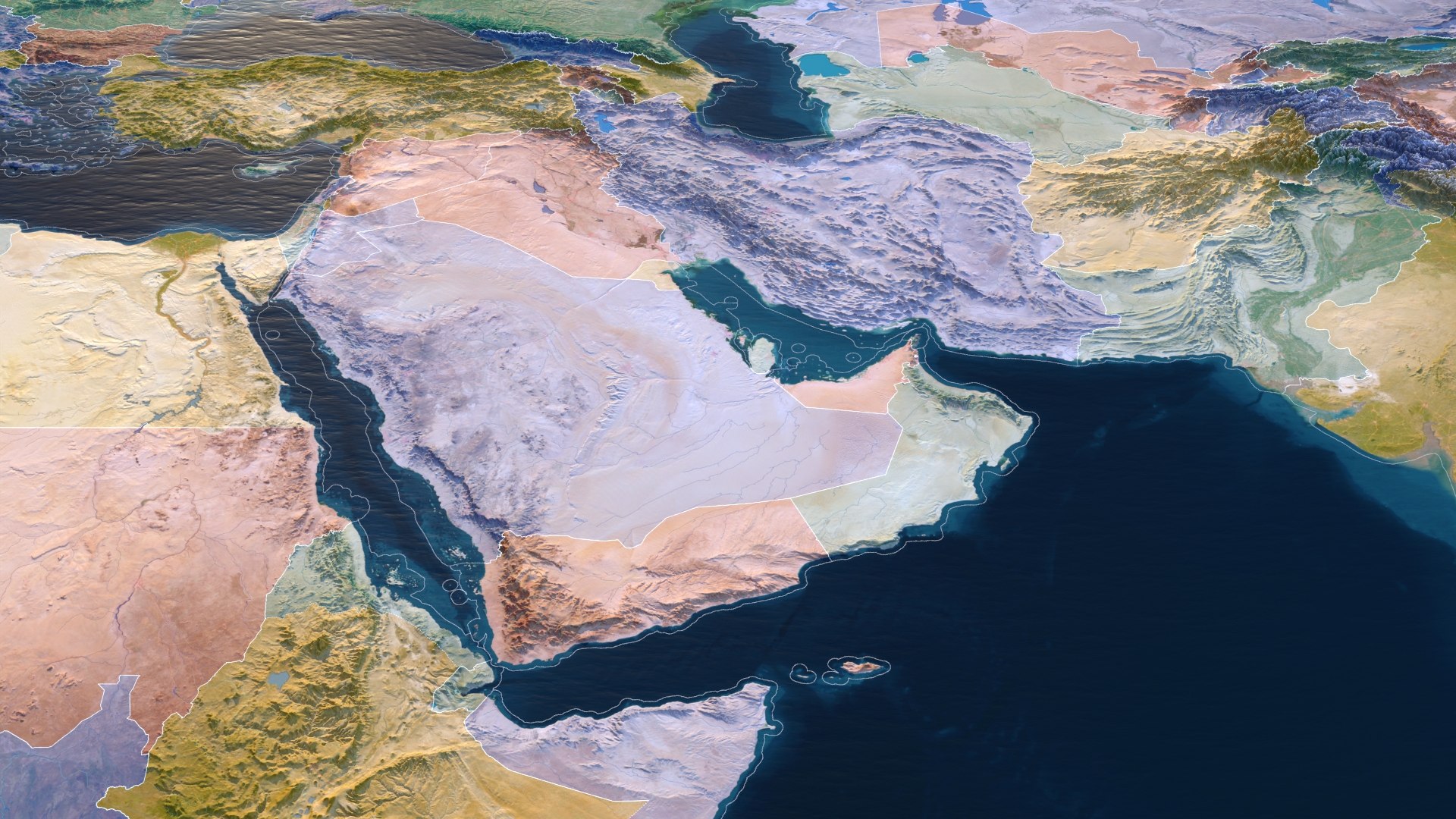 3D Middle East Map - 33K Realistic Satellite Terrain - Elevation ...